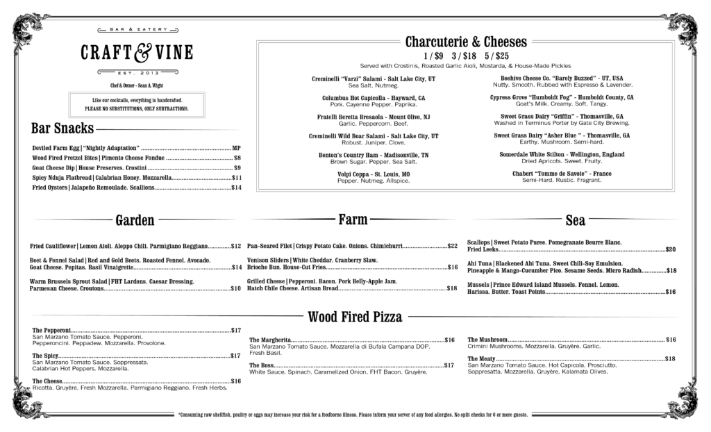 Craftsmas Food Beer & Cocktails Wines Spirits After Dinner & Dessert