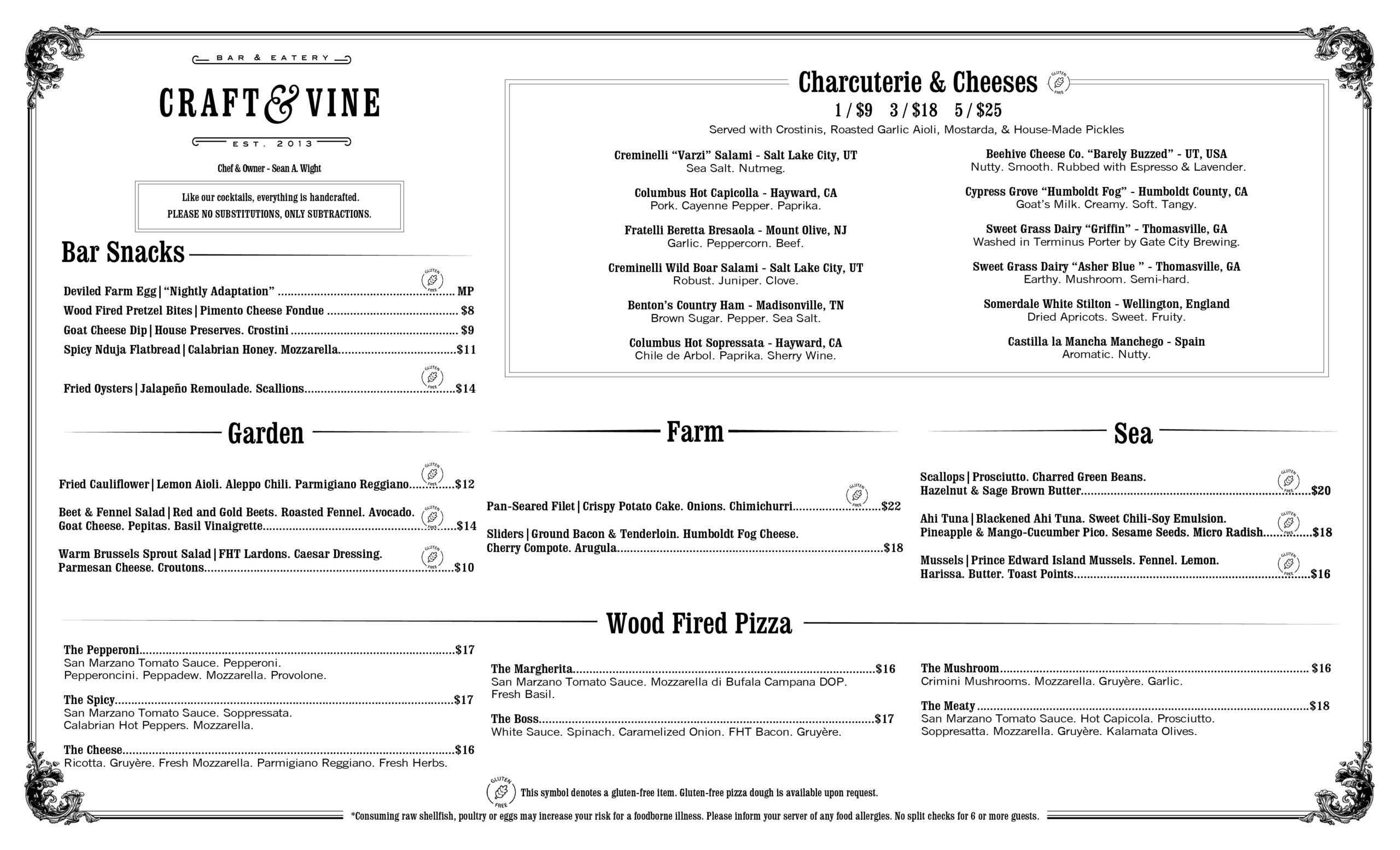 Food Beer & Cocktails Wines Spirits After Dinner & Dessert